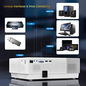 YABER Y31 9800L Native 1920x 1080P Projector, 2022 Upgraded Full HD Video Projector, ±50° 4D Keystone Correction Support 4K, Home Theater Projector Compatible with Phone,PC,TV Box,PS5