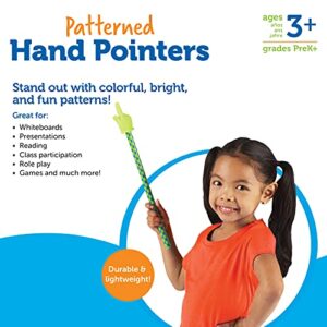 Learning Resources Patterned Hand Pointers - 3 Pieces, Ages 3+ Classroom Pointer for Kids, Reading Pointers for Kids, Homeschool and Classroom Supplies