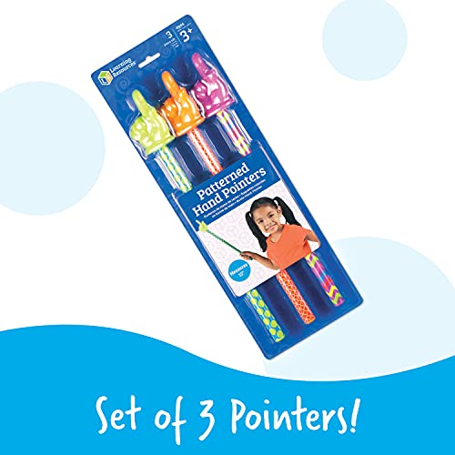 Learning Resources Patterned Hand Pointers - 3 Pieces, Ages 3+ Classroom Pointer for Kids, Reading Pointers for Kids, Homeschool and Classroom Supplies