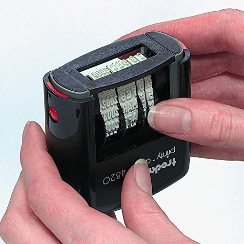 Trodat Date Stamp Printy 4820 Self Inking, Months in Letters, Imprint Black, 3/8” x 1-¼”