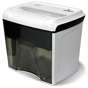 aurora au1285md compact desktop-style high security 12-sheet micro-cut paper and cd/credit card/junk mail pullout basket shredder, white/black