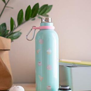 Grupo Erik Official Pusheen Water Bottle-Sports Bottle-500ml / 17OZ, Stainless Steel, Vacuum Insulated Water Bottle, Double Wall Reusable Water Bottle With Carabiner, BPA Free, Kawaii Water Bottle