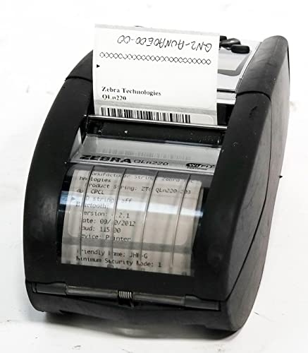 Zebra QN2-AUNA0E00-00 QLN 220 Direct Thermal Mobile Label Printer, Wi-Fi and Bluetooth, Monochrome, 203 dpi, 2.75" H x 3.5" W x 6.5" D QLn220