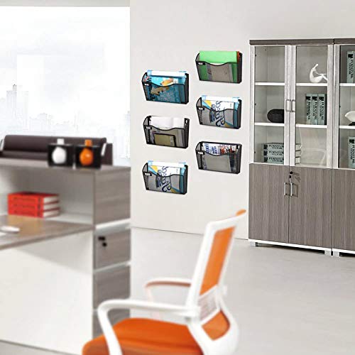 samstar 6 Pack Mesh Wall Mounted File Holder Metal Wall File Pocket Organizer for Office/Home(with Label Panel)