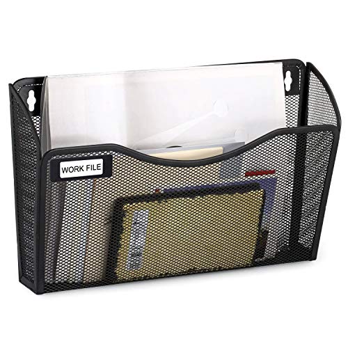 samstar 6 Pack Mesh Wall Mounted File Holder Metal Wall File Pocket Organizer for Office/Home(with Label Panel)