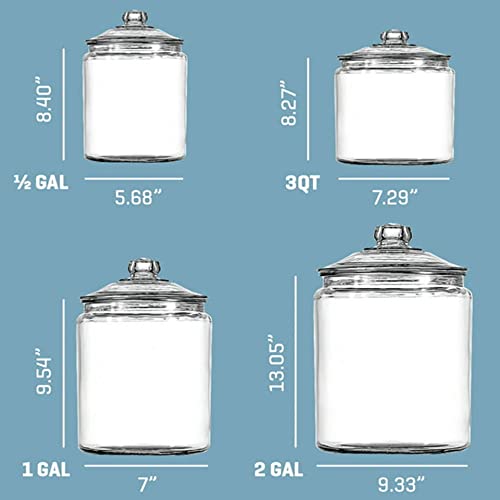 Anchor Hocking Heritage Hill Glass 0.5 Gallon Storage Jar, Set of 2