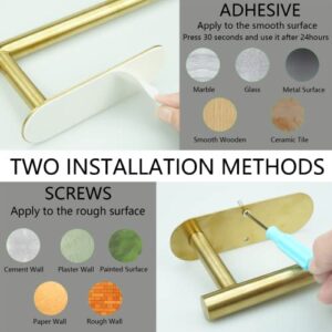 Paper Towel Holder-Under Cabinet Paper Towel Holder for Kitchen, Self-Adhesive or Screws, Wall Mounted Paper Towel Roll Rack for Kitchen, Bathroom, 304 Stainless Steel Paper Towel Holder (Gold)