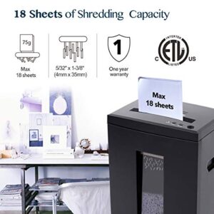 WOLVERINE 18-Sheet 60 Mins Running Time Cross Cut High Security Level P-4 Heavy Duty Paper/CD/Card Ultra Quiet Shredder for Home Office with 6 Gallons Pullout Waste Bin SD9113(Black ETL)