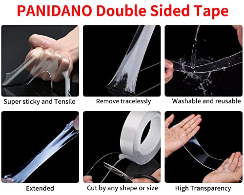 Strong Double Sided Tape Heavy Duty, Two Sided Tape Heavy Duty Double Sided Mounting Tape Two Sided Tape for Walls Removable Double Sticky Tape PANIDANO Double Sided Adhesive Tape Wall Safe Tape 10FT