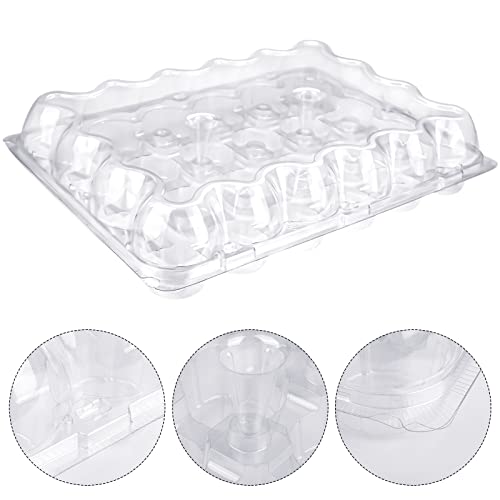 TWOWYHI (24 Counts x 10 Sets Cupcake Containers 24 Count Cupcake Boxes Plastic Cupcake Carrier Cupcake Holders for 24 Cupcakes Clear Plastic Disposable Cupcake Container with Detachable Tall Dome Lid