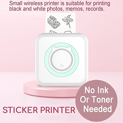 kdlgjdv Instaproud Portable Sticker Printer, Mini Printer Portable, Pocket Printer, Thermal Photo Printer, Inkless Photo Printer for Photos, Memos, Study Notes (Blue & 5 Rolls of Sticker Paper)