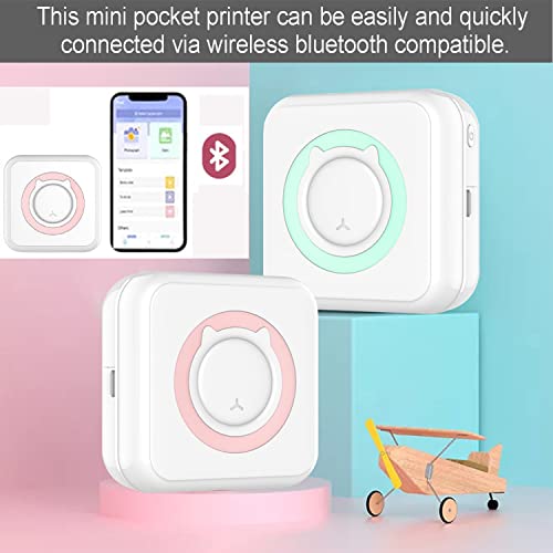 kdlgjdv Instaproud Portable Sticker Printer, Mini Printer Portable, Pocket Printer, Thermal Photo Printer, Inkless Photo Printer for Photos, Memos, Study Notes (Blue & 5 Rolls of Sticker Paper)