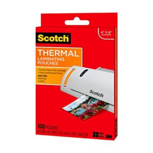 Scotch Thermal Laminating Pouches, 5 Mil Thick for Extra Protection, 4.3 Inches x 6.3 Inches, 100 Pouches (TP5900-100)