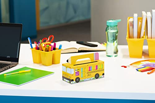 Post-it Super Sticky Notes Value Pack, 24 Pads, Convenient School Bus Carry and Storage Case, 2X The Sticking Power, 3x3 in, Bright Colors (Orange, Pink, Blue, Green, Yellow), Recyclable (654-24SSBUS)