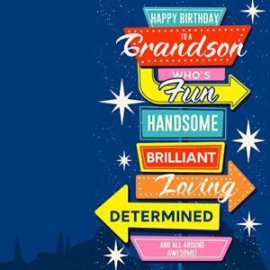 Birthday Card For Grandson | Made in America | Eco-Friendly | Thick Card Stock with Premium Envelope 5in x 7.75in | Packaged in Protective Mailer | Prime Greetings