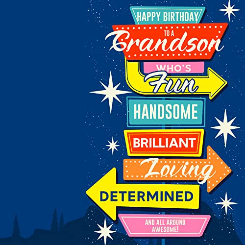 Birthday Card For Grandson | Made in America | Eco-Friendly | Thick Card Stock with Premium Envelope 5in x 7.75in | Packaged in Protective Mailer | Prime Greetings