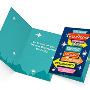 Birthday Card For Grandson | Made in America | Eco-Friendly | Thick Card Stock with Premium Envelope 5in x 7.75in | Packaged in Protective Mailer | Prime Greetings