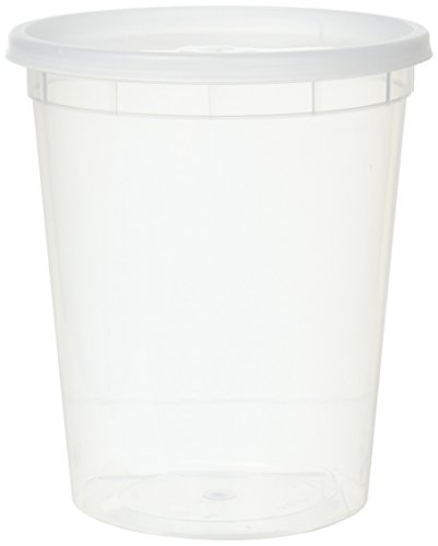 YW Plastic Soup Food Container with Lids (12), 32 oz, 12 Pack, Clear