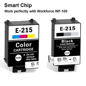 YLULEFFA 215 Ink Cartridges T215 Remanufactured for WF-100 WF-110 wf110 wf100 Printer, Pigment 5-Pack: 3 Black, 2 Color