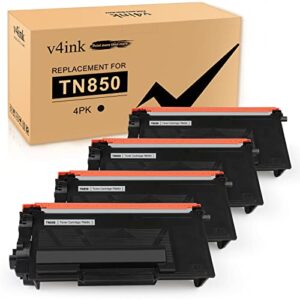 v4ink compatible toner cartridge replacement for brother tn850 tn-850 tn-820 tn820 use with hl-l5200dw hl-l6200dw mfc-l5700dw mfc-l5800dw mfc-l5900dw dcp-l5600dn printer (4 packs, new version)