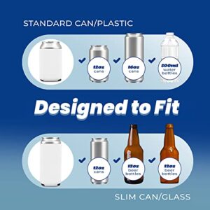 25 Pack White Blank Can Cooler Sleeves, Customizable Bulk Sublimation Can Coolers, Extra-Thick Collapsible Drink Insulator Sleeve, Beer Can Coolers for Party Beverages, PartyPrints