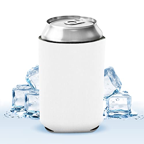 25 Pack White Blank Can Cooler Sleeves, Customizable Bulk Sublimation Can Coolers, Extra-Thick Collapsible Drink Insulator Sleeve, Beer Can Coolers for Party Beverages, PartyPrints