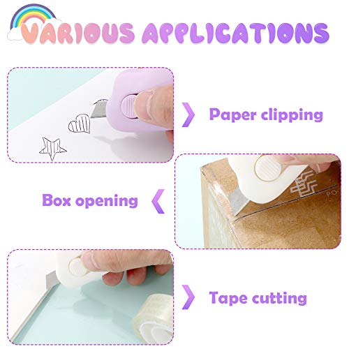 8 Pieces Mini Utility Knives Cloud and Flower Shaped Box Cutter Retractable Letter Opener Paper Envelope Cutter Carton Portable Cutter with Hole for Office and Home Use (Cloud)