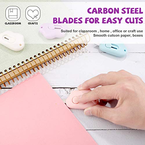 8 Pieces Mini Utility Knives Cloud and Flower Shaped Box Cutter Retractable Letter Opener Paper Envelope Cutter Carton Portable Cutter with Hole for Office and Home Use (Cloud)