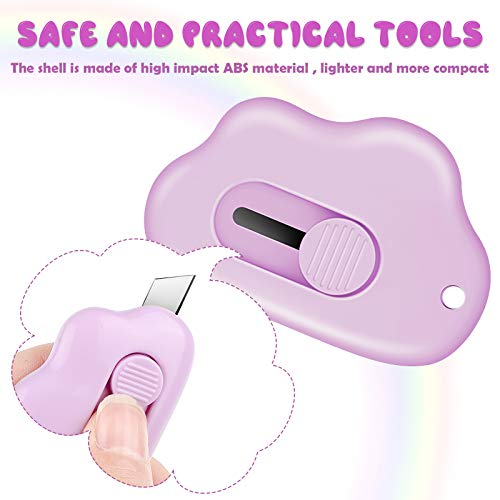 8 Pieces Mini Utility Knives Cloud and Flower Shaped Box Cutter Retractable Letter Opener Paper Envelope Cutter Carton Portable Cutter with Hole for Office and Home Use (Cloud)