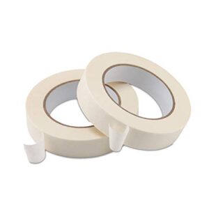 lichamp masking tape 1 inch, 2 pack general purpose beige masking tape white masking paper, 1 inch x 55 yards x 2 rolls (110 total yards)