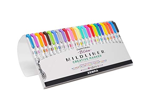 Zebra Pen 78525 Mildliner Double Ended Highlighter Set, Broad and Fine Point Tips, Assorted Ink Colors, 25-Pack