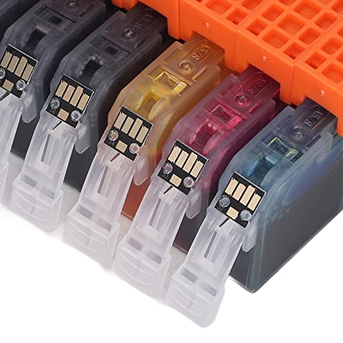 Ink Cartridge,Clear Printing Cartridge Combo Pack for PIXMA IP4850 IP4950 IX6550 (BK BK C M Y 5 Colors)