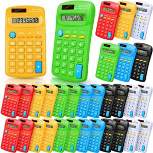 30 pack pocket calculator small battery powered calculator bulk mini size 4 function calculator hand held basic calculator for students kids school home office (green, white, red, yellow, blue, black)