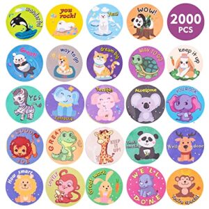 motivational stickers animal stickers rolls – 2000 pcs moceya stickers teacher stickers for kids inspirational stickers school stickers potty training stickers 4rolls 32designs 1inch