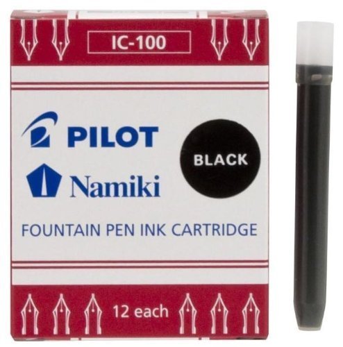 Pilot Namiki IC100 Fountain Pen Ink Cartridge, Black, 12 Cartridges per Pack (Pack of 2)