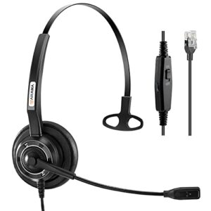 arama phone headset with microphone noise canceling & mute switch rj9 telephone headsets compatible with polycom mitel fanvil huwei shoretel nec siemens aastra plantronics landline phones