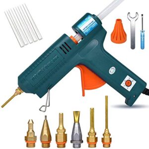 full size hot glue gun, 150 watts with 6 copper nozzles temperature adjustable craft repair tool professional melting glue gun diy thermo tool include 5pcs highly viscous glue sticks luxury set