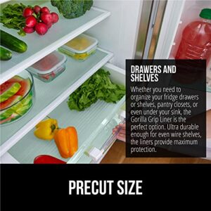 Gorilla Grip Precut Fridge Liners, 8 Pack, Waterproof Washable Shelf Liner, Slip Resistant, Slows Spills, Refrigerator Drawer, BPA Free, Mat for Glass Shelves, Fits Fruit Drawers, Freezer Safe, Clear