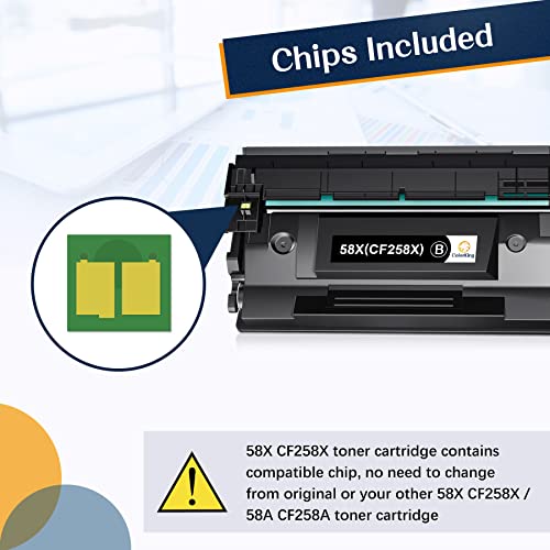 (with Chip)Compatible Toner Cartridge Replacement for HP 58X CF258X 58A CF258A for HP Laserjet Pro M404n M404dn M404dw MFP M428fdw M428fdn Toner Printer (High Yield, Black, 2-Pack)