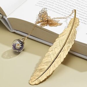 Metal Butterfly Feather Bookmark Birthday Gifts Teacher Christmas Gifts for Women Christmas Stocking Stuffers Mothers Day Valentine's Day Teacher Appreciation Gifts for Women Girls Readers Book Lover