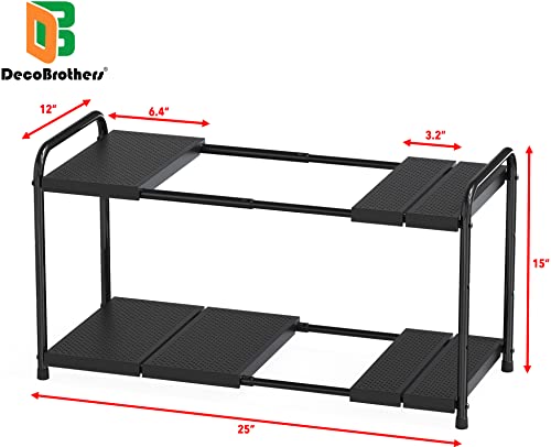 DecoBros Under Sink 2 Tier Expandable Shelf Organizer, Black