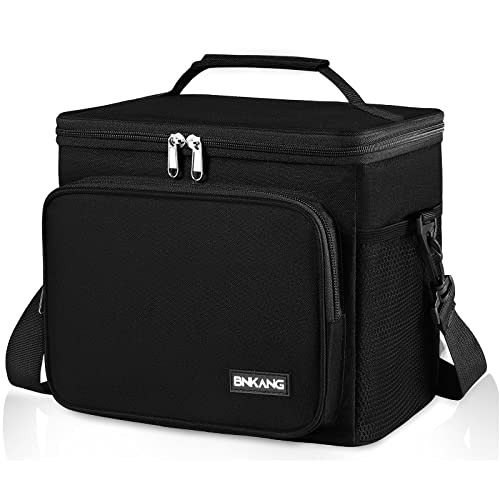 Insulated Lunch Bag Reusable Large Lunch Box for Men/Women, Leakproof Cooler Tote Portable Lunch Bag with Adjustable Shoulder Strap (Black)