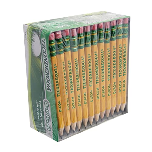 Ticonderoga Golf Pencils With Erasers, #2 HB Lead, Yellow, Pack Of 72