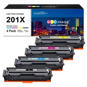 gpc image compatible toner cartridge replacement for hp 201x cf400x 201a cf401x cf402x cf403x cf400a compatible with laserjet pro mfp m277dw toner m252dw m277n m252n mfp m277c6 printer tray(4-pack)