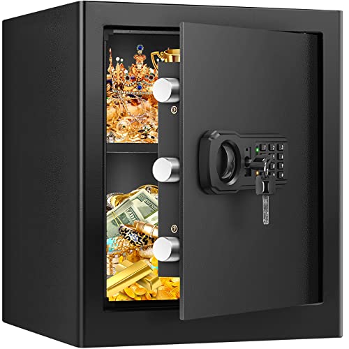 GHJGAGE 2.0 Cubic Large Safe Box Fireproof Waterproof, Anti-Theft Fireproof Safe with Digital Keypad & Mute Function, Security Home Safe for Money Firearm Documents Valuables