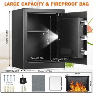 GHJGAGE 2.0 Cubic Large Safe Box Fireproof Waterproof, Anti-Theft Fireproof Safe with Digital Keypad & Mute Function, Security Home Safe for Money Firearm Documents Valuables