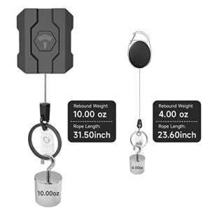 2 Pack Retractable Keychain Heavy Duty, Retractable ID Badge Clip Reel, Badge Holder with Belt Clip, 31.5” Steel Cord, 10 oz Rebound