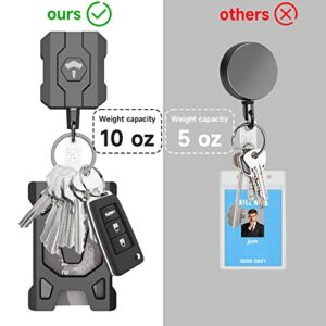 2 Pack Retractable Keychain Heavy Duty, Retractable ID Badge Clip Reel, Badge Holder with Belt Clip, 31.5” Steel Cord, 10 oz Rebound