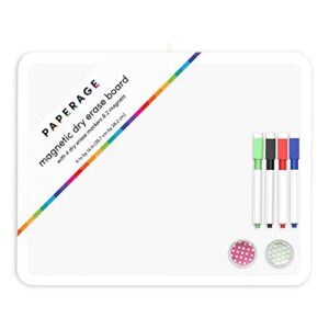 dry erase board 11 by 14 in – magnetic whiteboard with 4 markers and 2 magnets- white frame- for school, home, office, remote learning- easy to hang on walls or magnetic surface