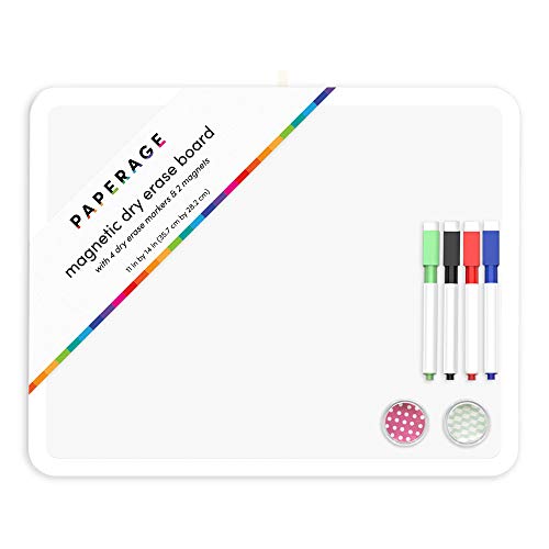 Dry Erase Board 11 by 14 in - Magnetic Whiteboard with 4 Markers and 2 Magnets- White Frame- for School, Home, Office, Remote Learning- Easy to Hang on Walls or Magnetic Surface